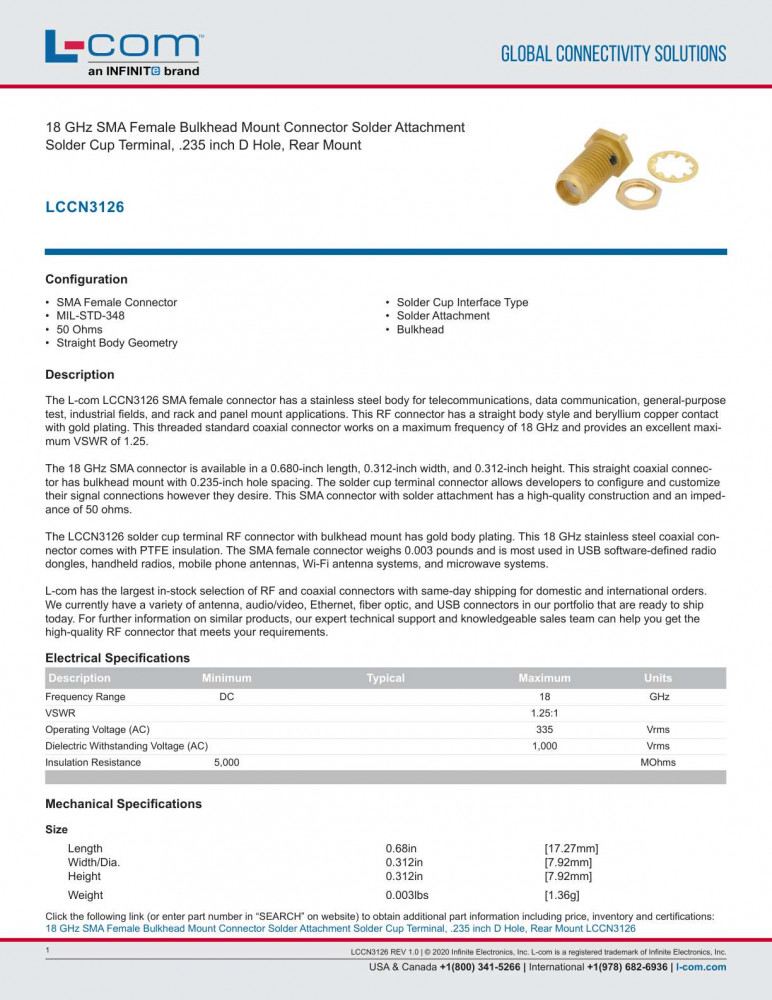 LCCN3126 technical document page 1