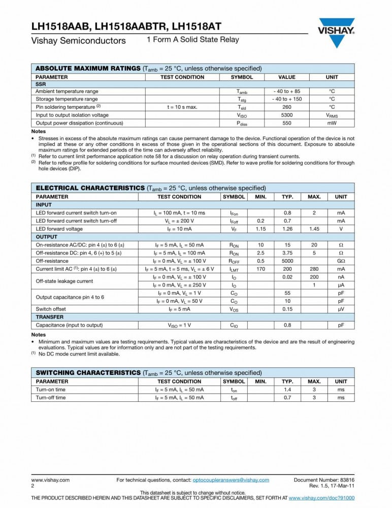 LH1518 datasheet page 2