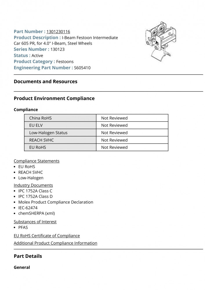 Product document image 1 for MOLEX 1301230116