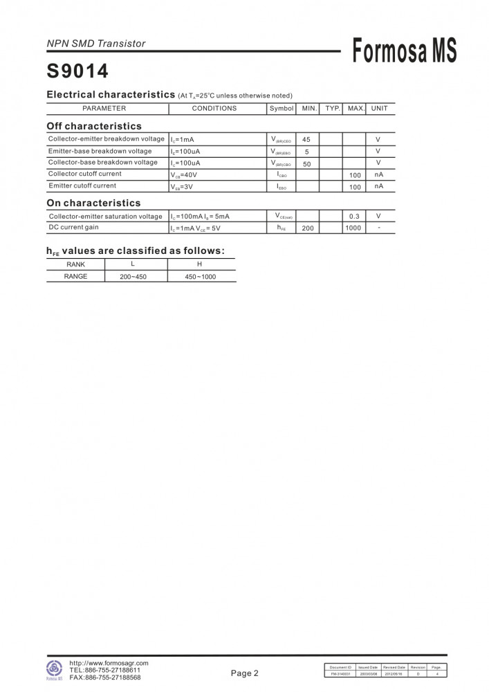 FMS S9014 datasheet page 2