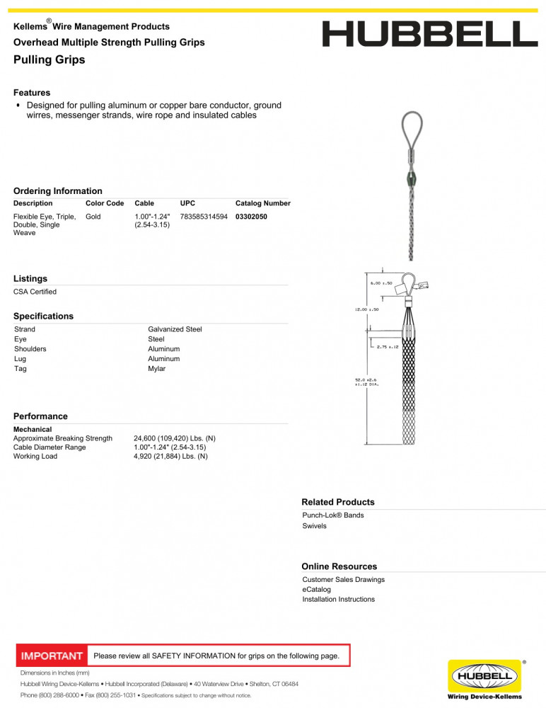 Burndy 03302050 product document image 1