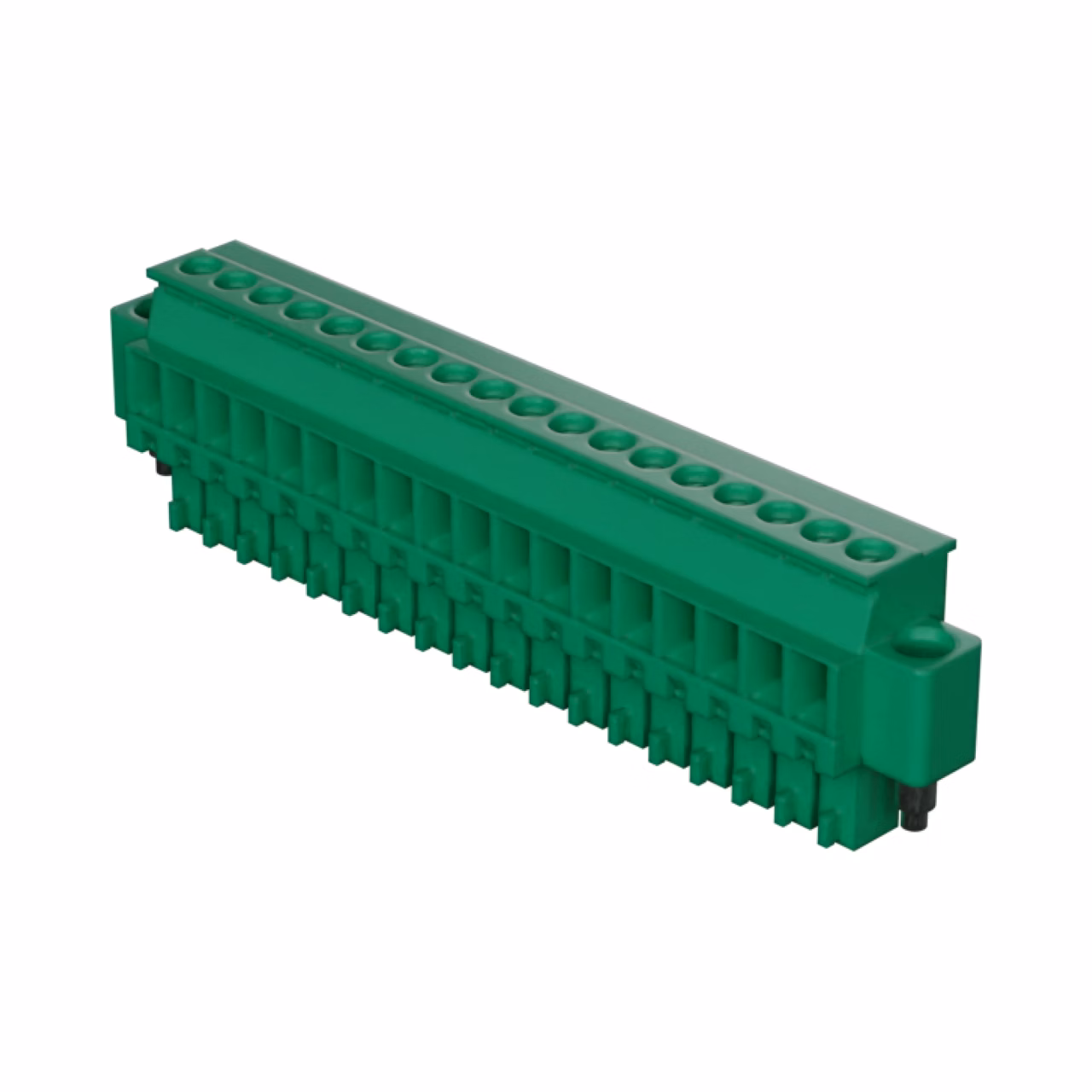 3.50mm Pitch Eurostyle Vertical Plug, with Retention Screws, Front Wire Entry, Green Housing, 18 Circuits for sale