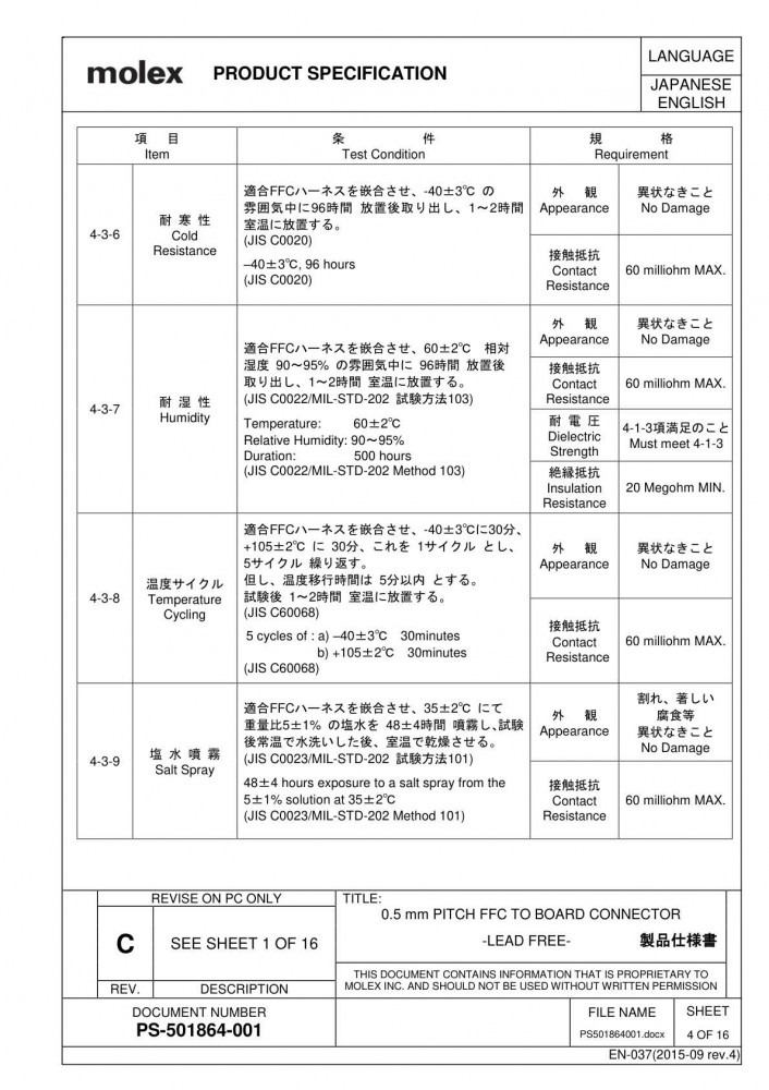 Connector specification document, page 4