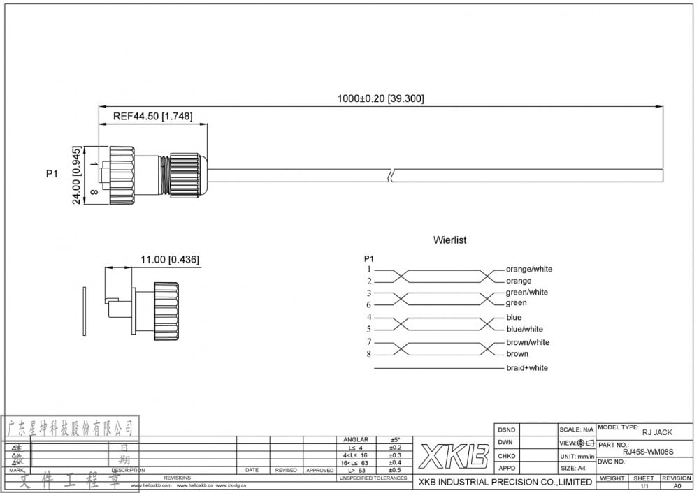 RJ jack technical drawing page 3