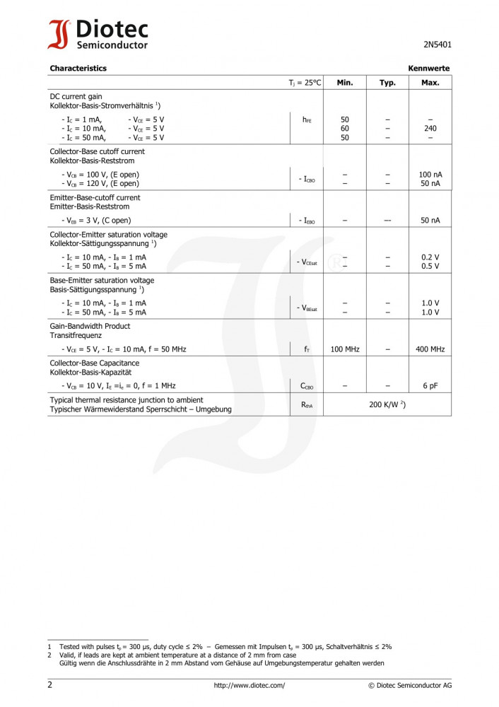 DIOTEC 2N5401 datasheet page 2