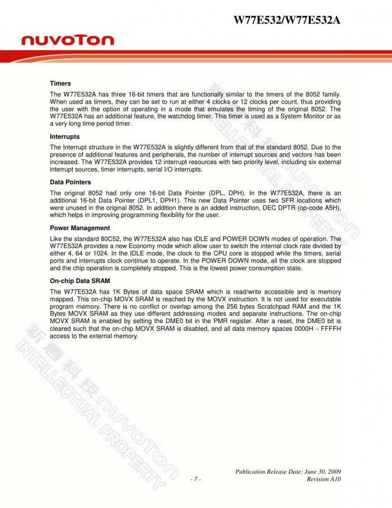 W77E532A datasheet page 7