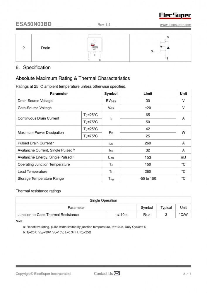 ESA50N03BD datasheet page 2