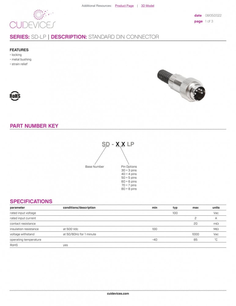 SD-70LP datasheet page 1