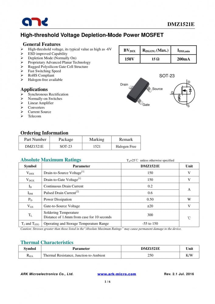 DMZ1521E datasheet page 1