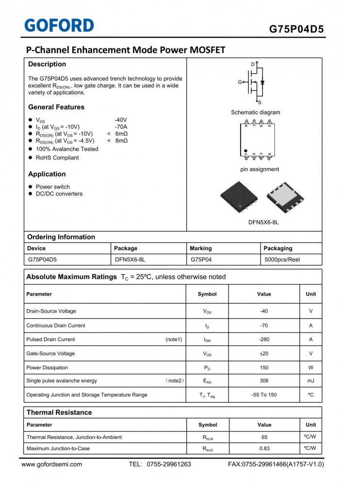 G75P04D5 datasheet page 1