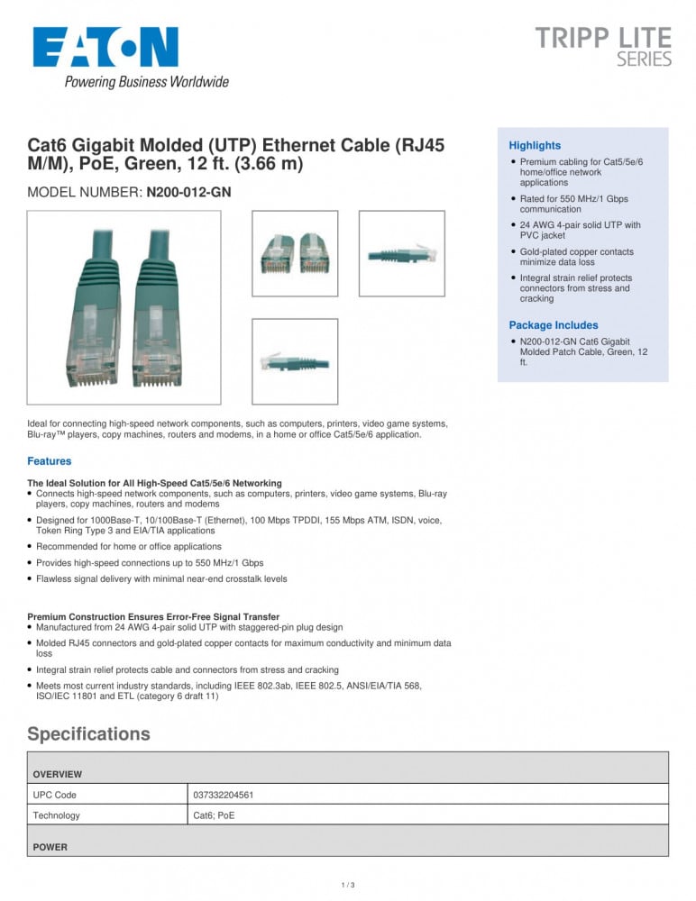 N200-012-GN technical document page 1
