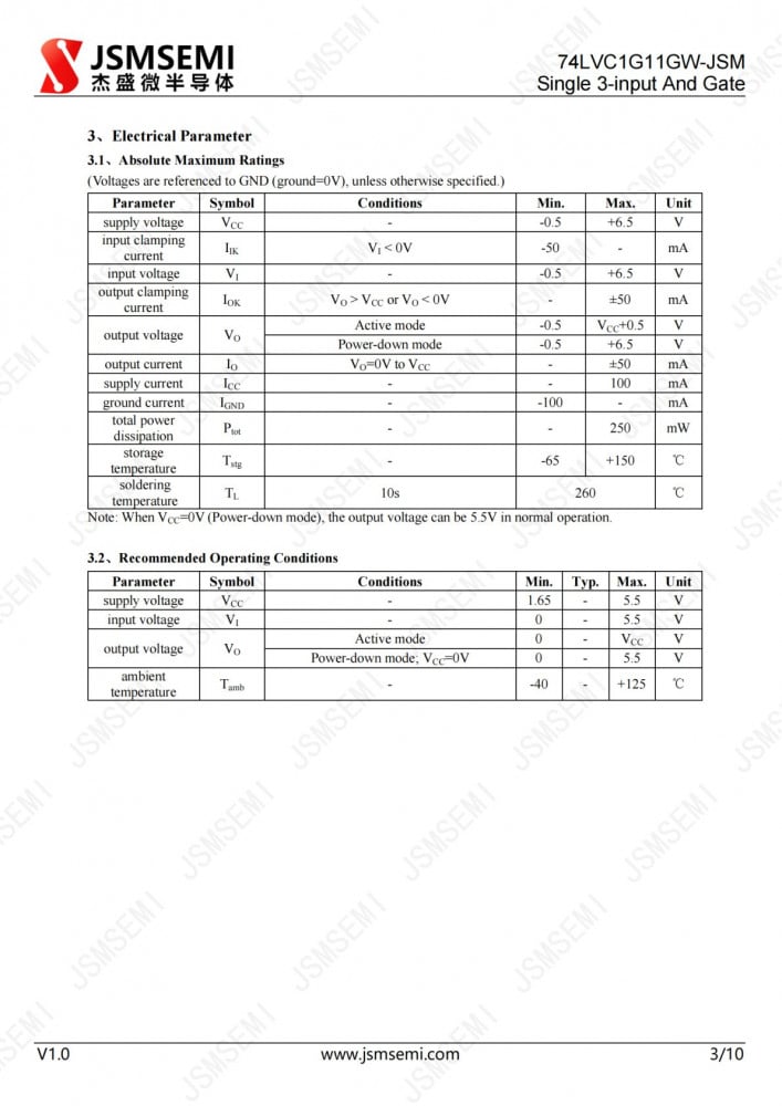 74LVC1G11GW-JSM datasheet page 3