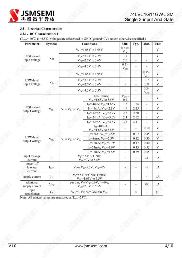 74LVC1G11GW-JSM datasheet page 4