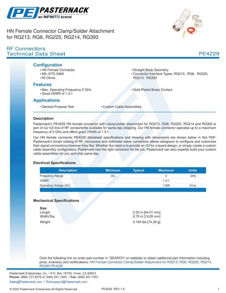 PE4229 technical datasheet page 1