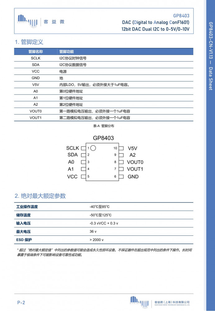 GP8403 datasheet page 2