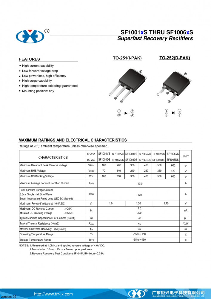 SF1002DS datasheet page 1