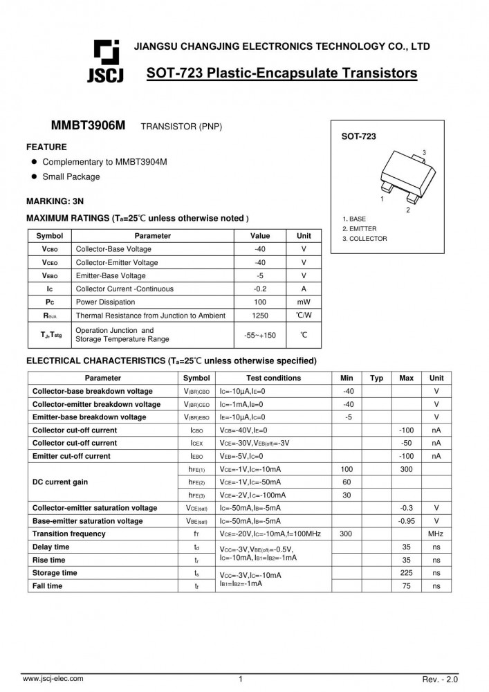 MMBT3906M datasheet page 1