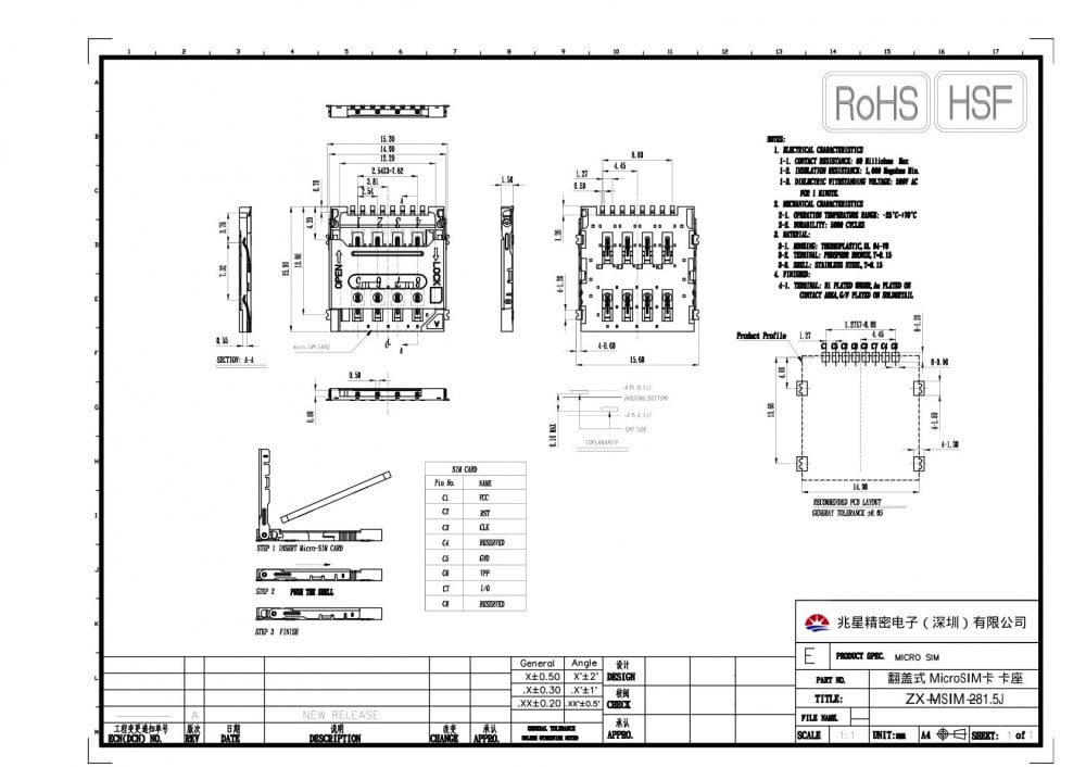 Megastar ZX-MSIM-281.5J product specification preview