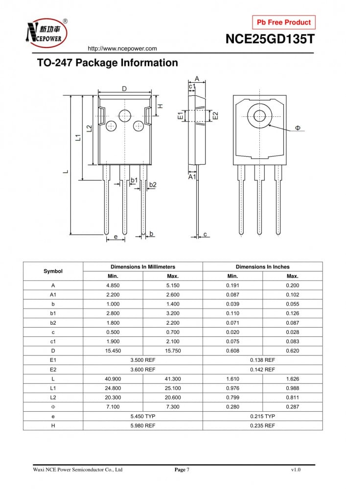 NCE25GD135T datasheet page 7