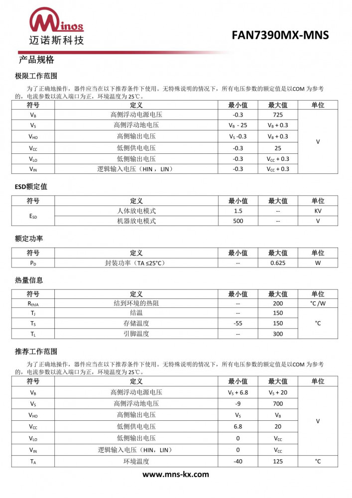 FAN7390MX-MNS datasheet page 3