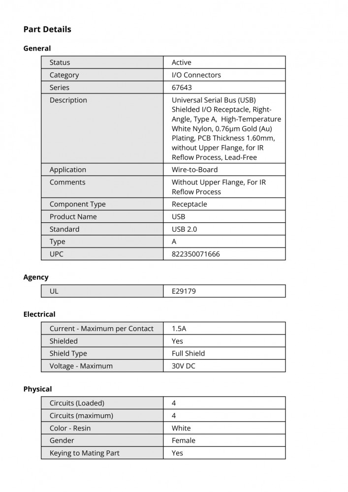 Technical document image 2 for MOLEX 676433911