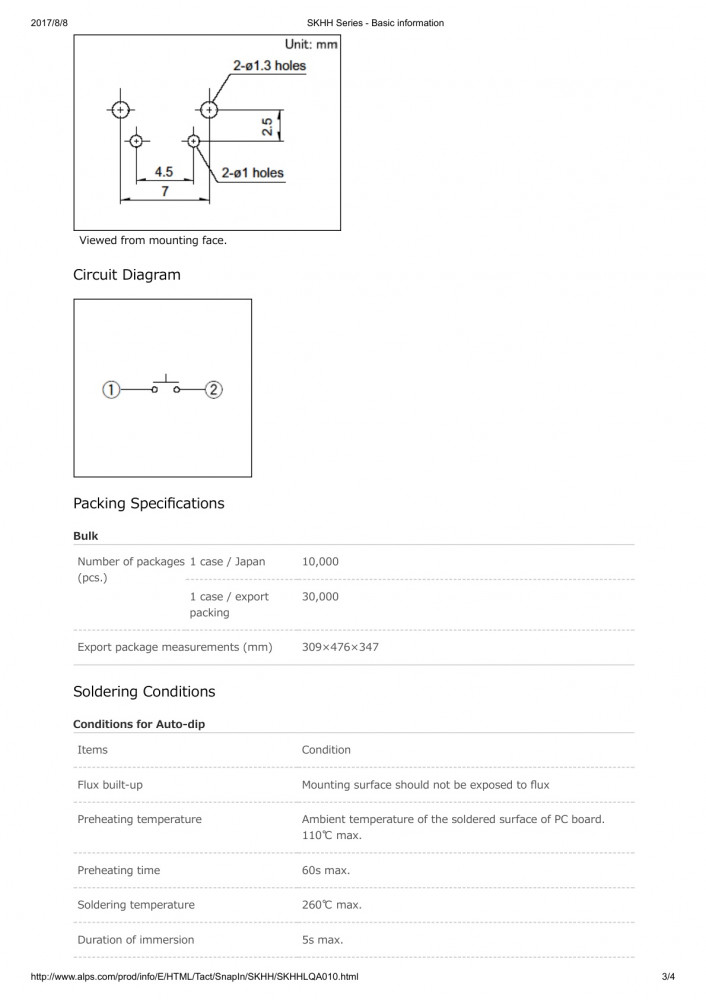 SKHHLQA010 mounting hole dimensions page