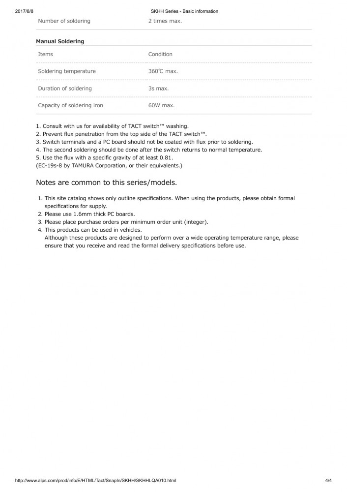 SKHHLQA010 circuit and soldering information page