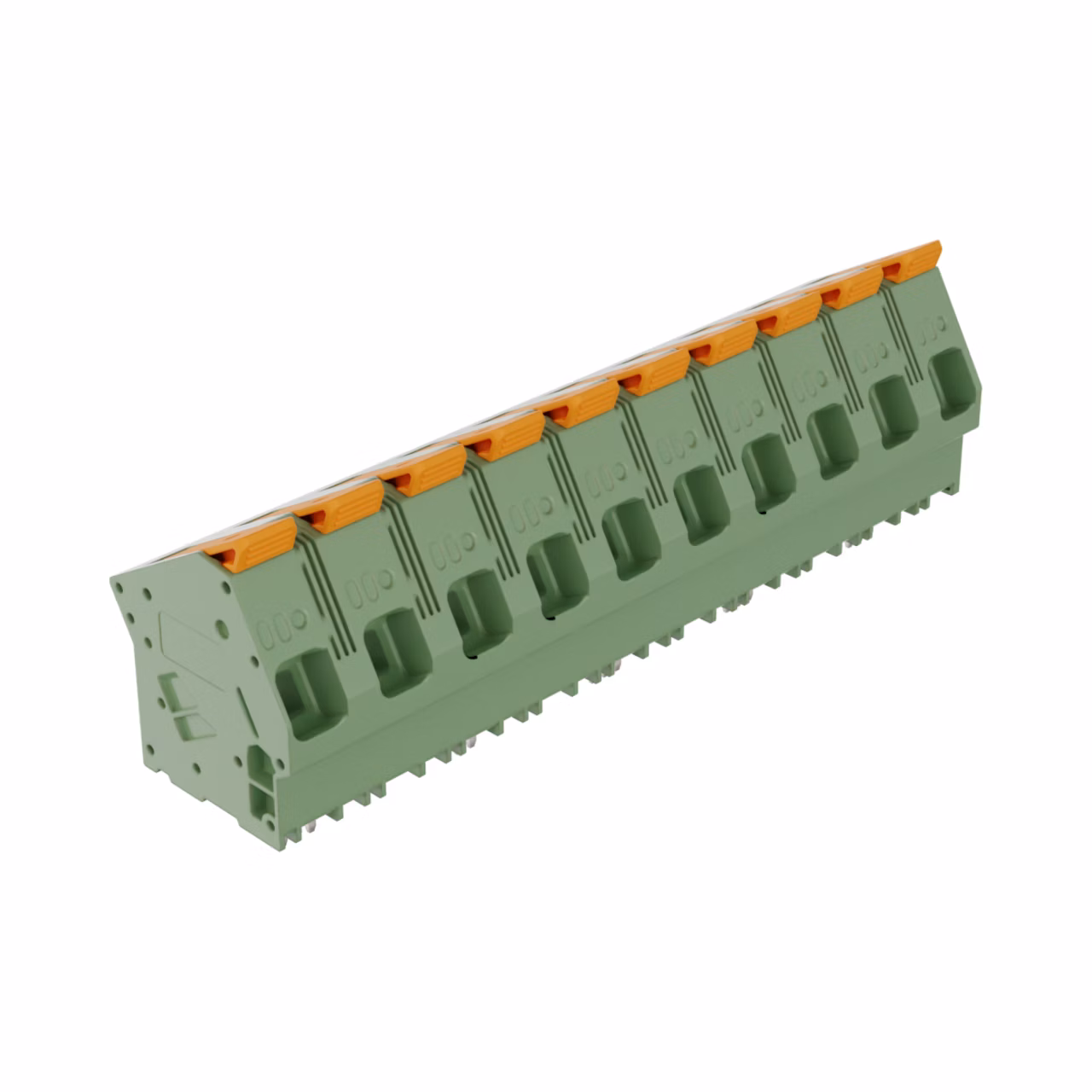 15.00mm Pitch Lever Activated Fixed Mount PCB Terminal Block, 35° Wire Entry, Left Front Terminal, 10 Circuits for sale