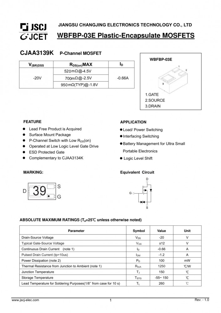 CJAA3139K datasheet page 1