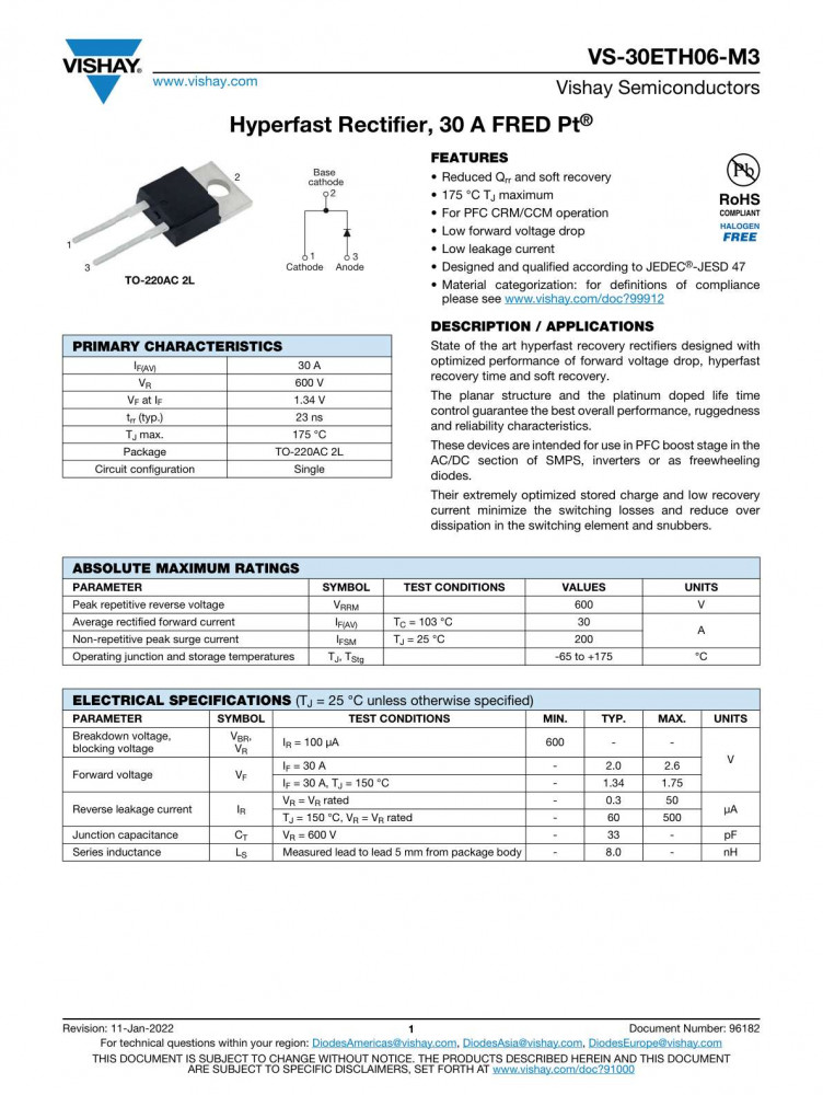 VS-30ETH06-M3 datasheet page 1