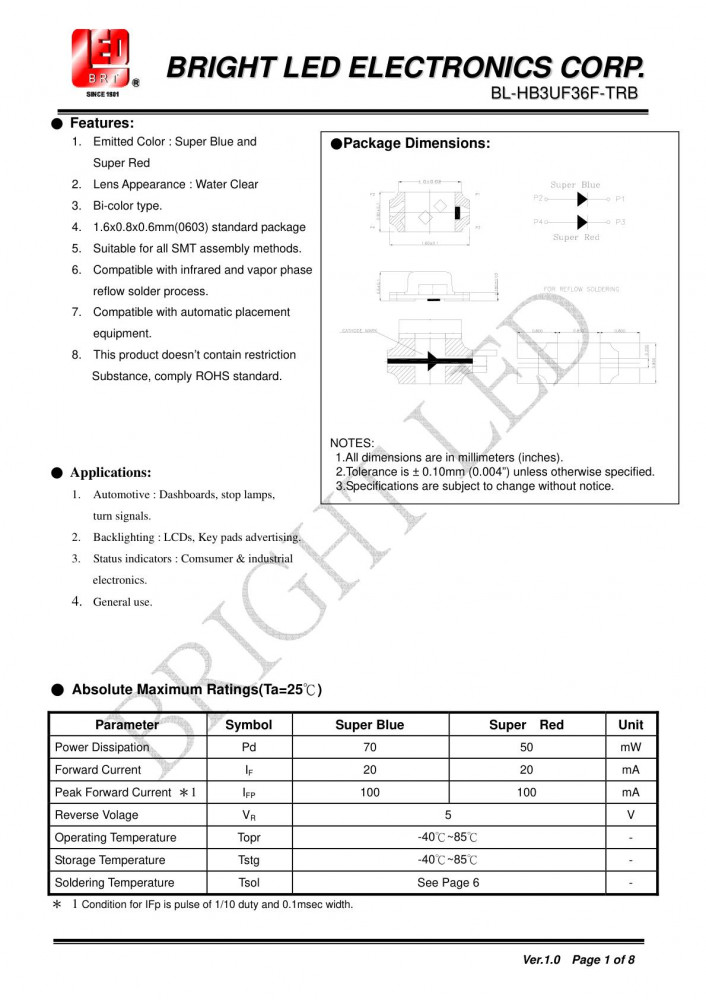 BL-HB3UF36F-TRB datasheet page 1