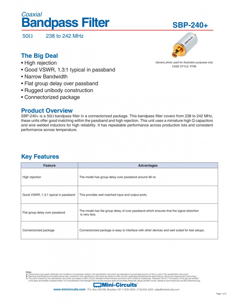 SBP-240+ datasheet page 1