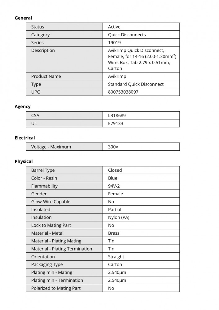 MOLEX 190190022 technical document image, page 2