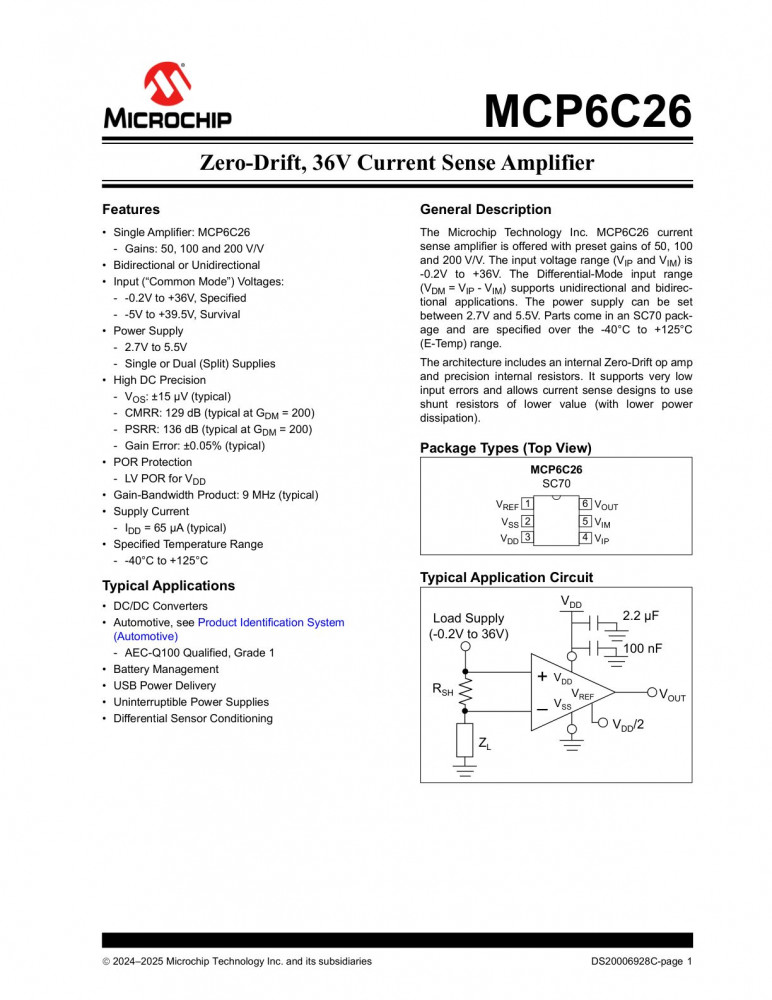 MCP6C26 datasheet preview, page 1