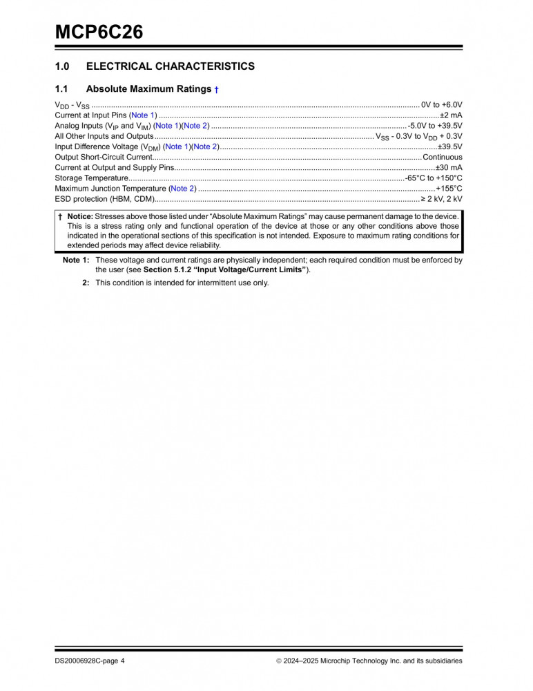 MCP6C26 datasheet preview, page 4