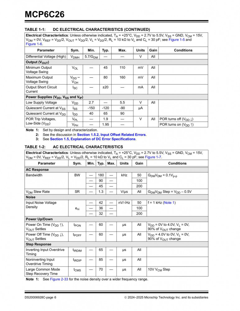 MCP6C26 datasheet preview, page 6