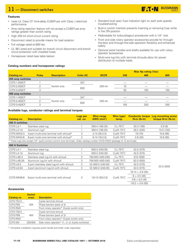 EATON Bussmann technical document page 10