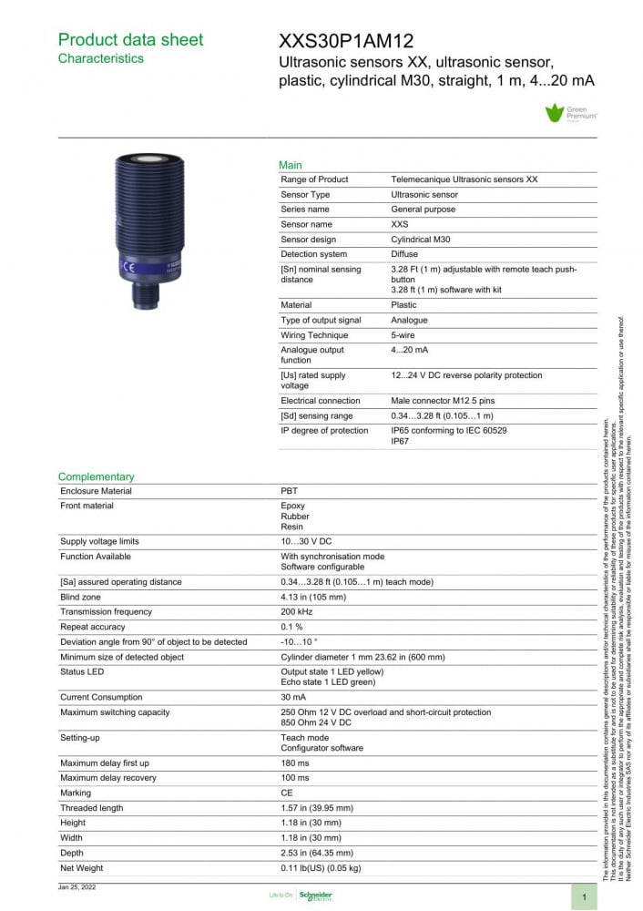 XXS30P1AM12 technical document page 1