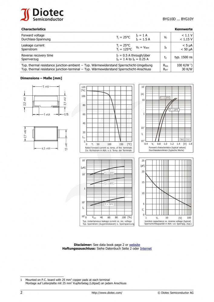 DIOTEC BYG10M datasheet page 2