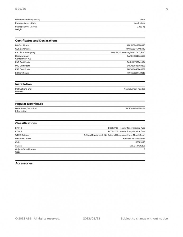 ABB E91/20 datasheet page 3