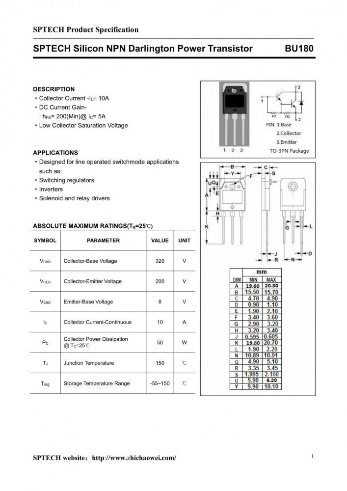 BU180 datasheet page 1