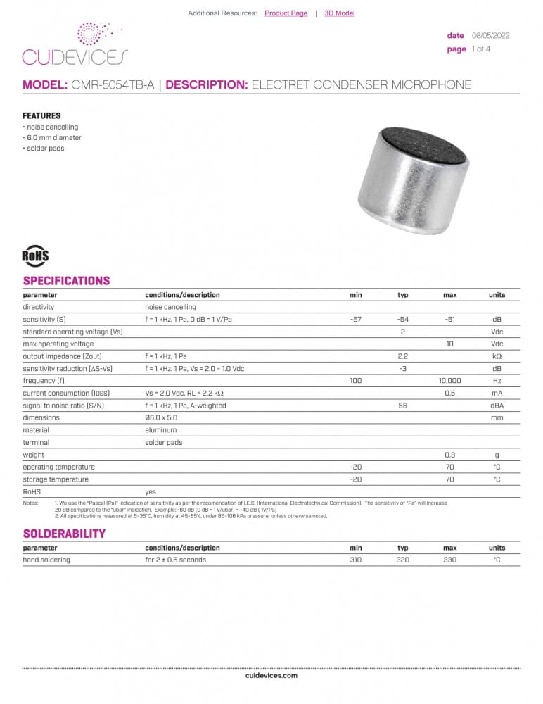 CMR-5054TB-A datasheet page 1