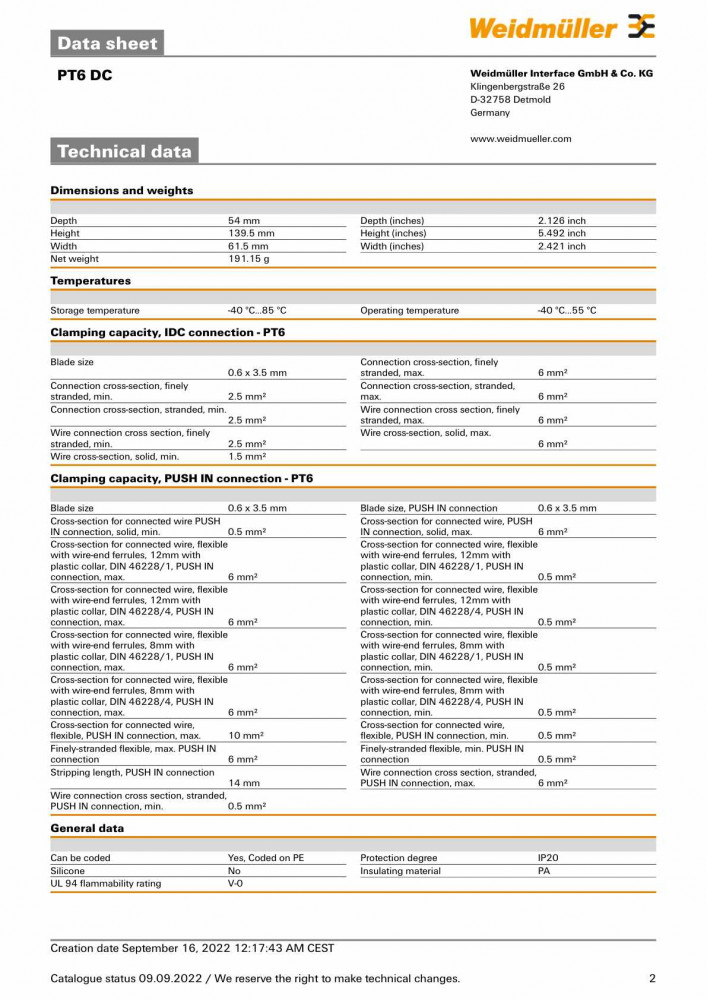 WEIDMULLER PT6 DC document page 2