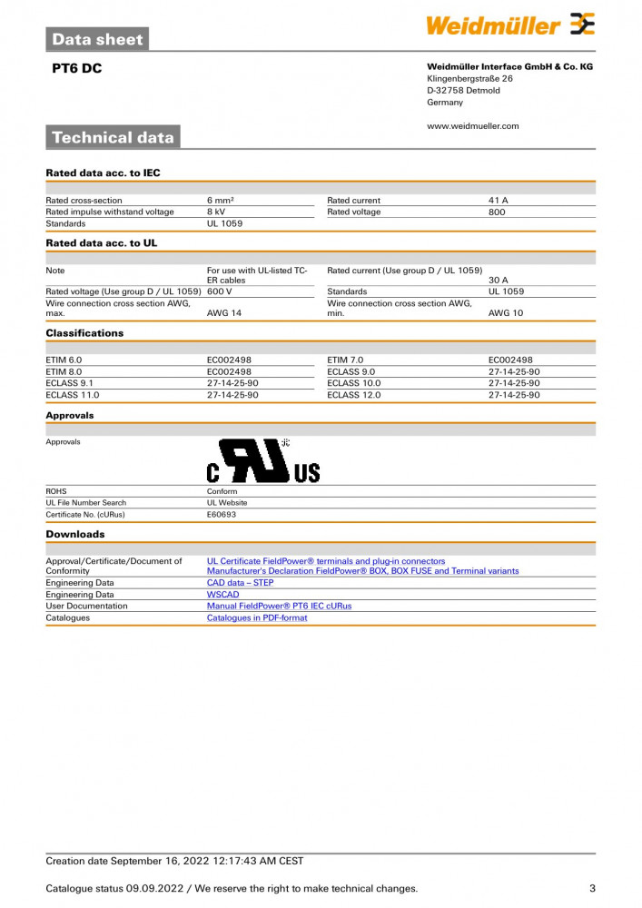 WEIDMULLER PT6 DC document page 3