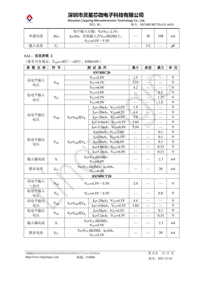 SN74HC20 datasheet page 8