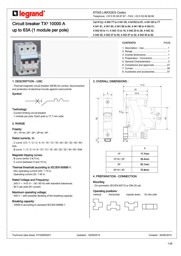 Legrand TX³ technical document page 1