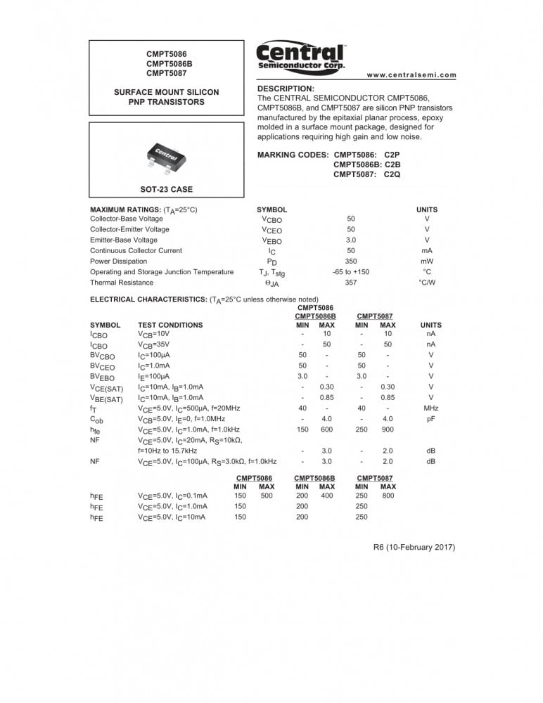 CMPT5087 datasheet page 1