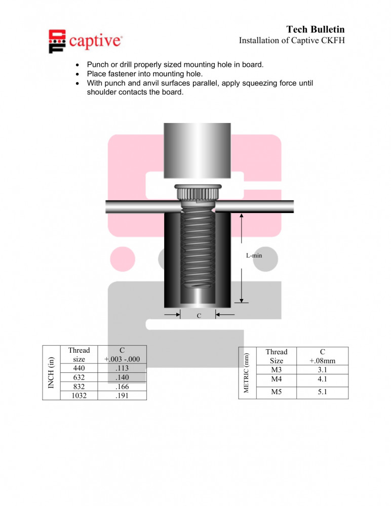 Captive Fastener Corporation product documentation image for CKFH832-6