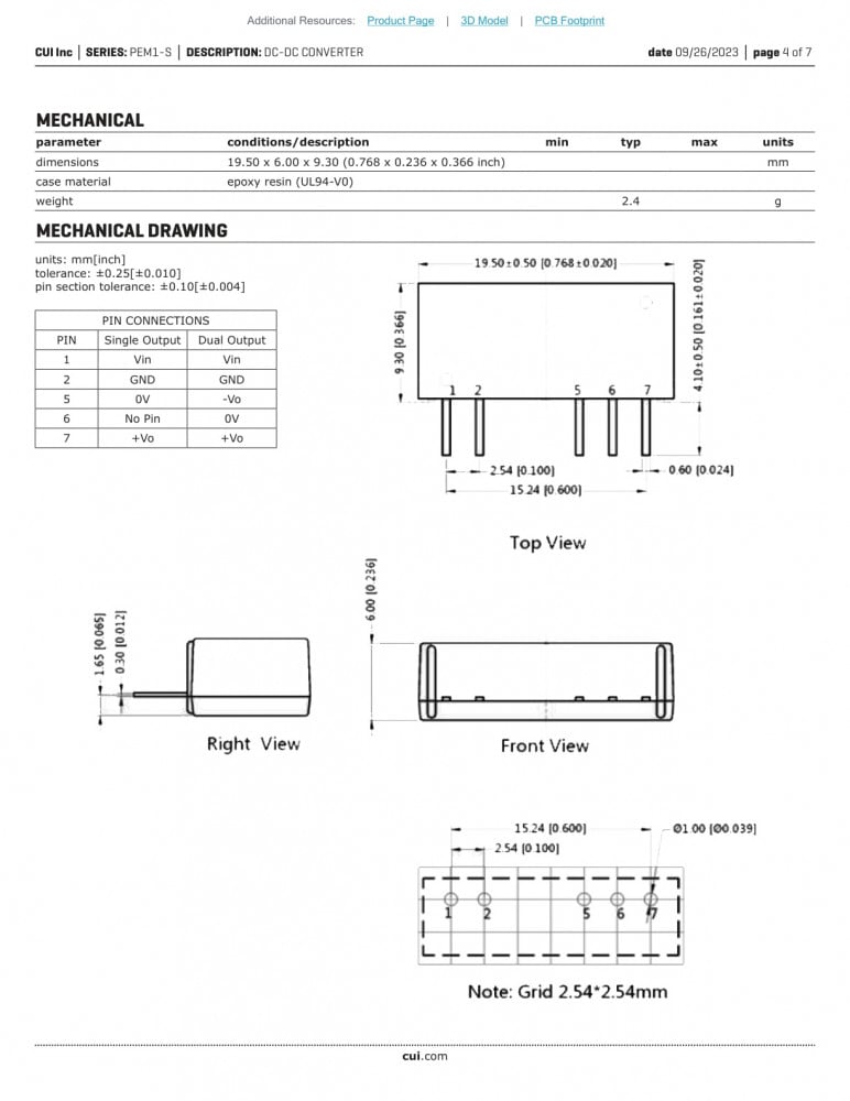 PEM1-S series datasheet page 4