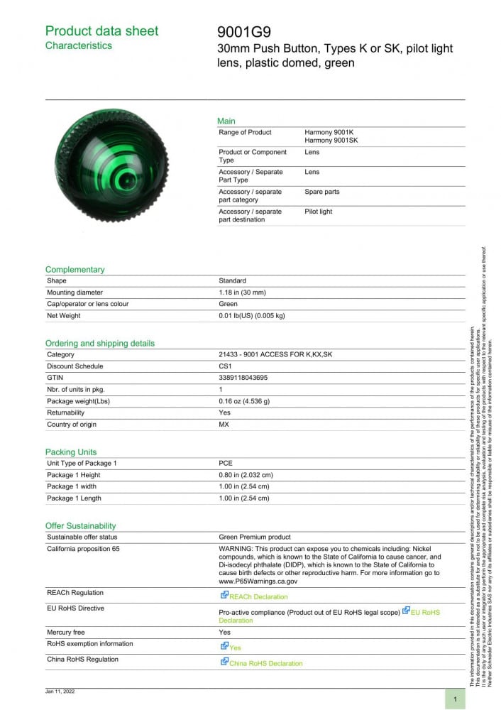 9001G9 technical document page 1